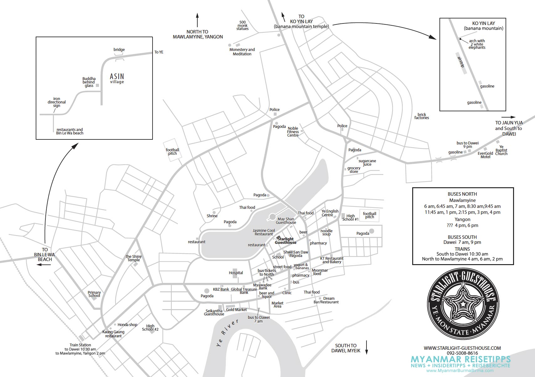 Myanmar – Ye Karte, Stadtpaln, Map – Abenteuerglobus – Reiseführer für ...