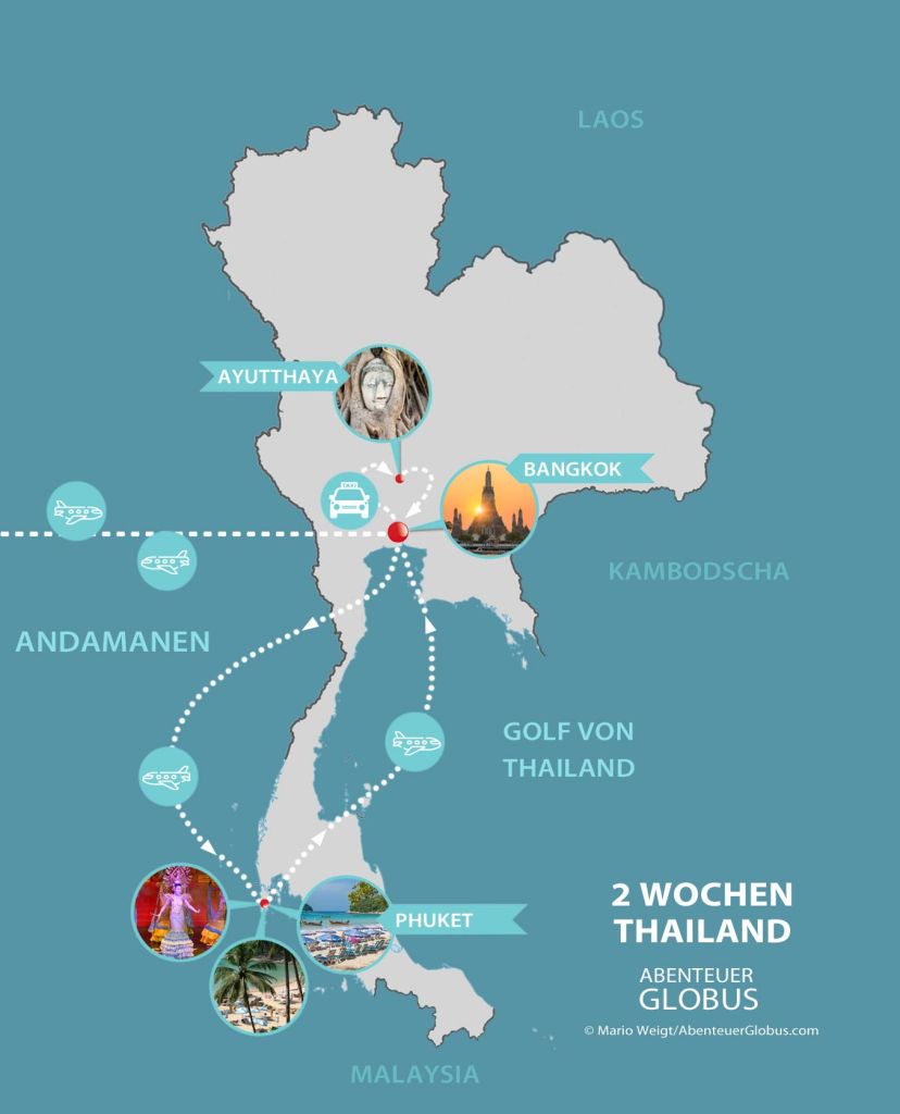 2 Wochen Thailand Rundreise: Optimale Route [+ Karte] – Abenteuerglobus