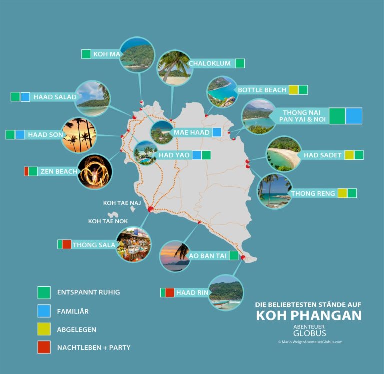 Koh Phangan: Alle Strände, aktuelle Tipps [+Karte] – Abenteuerglobus