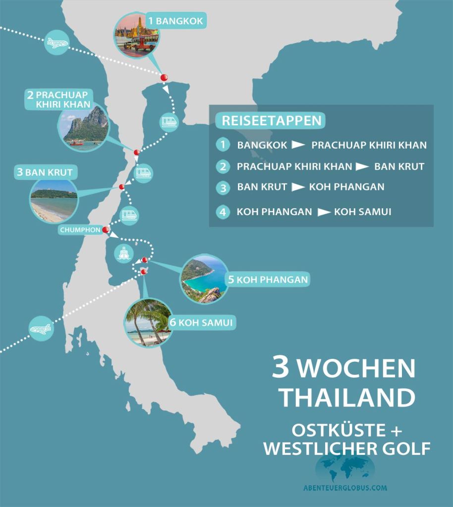 Reiserouten Thailand: 2, 3 und 4 Wochen im Detail [+ Karte ...
